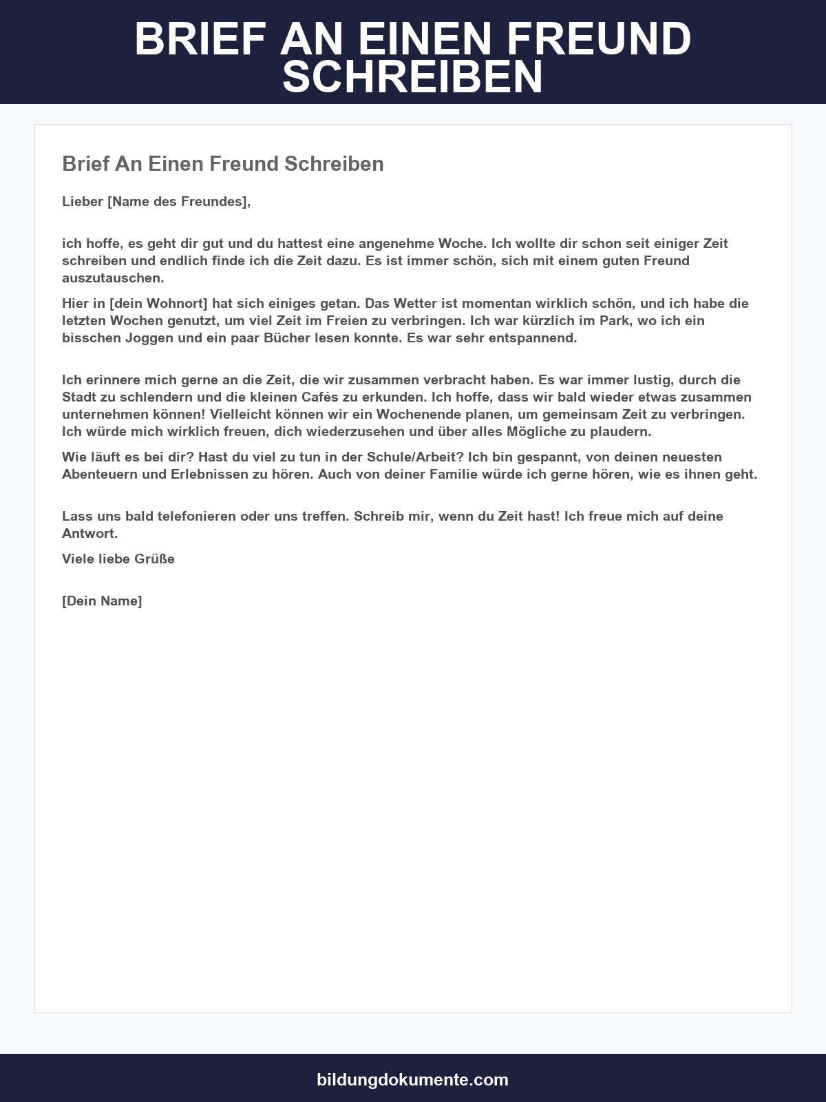 Brief An Einen Freund Schreiben Muster